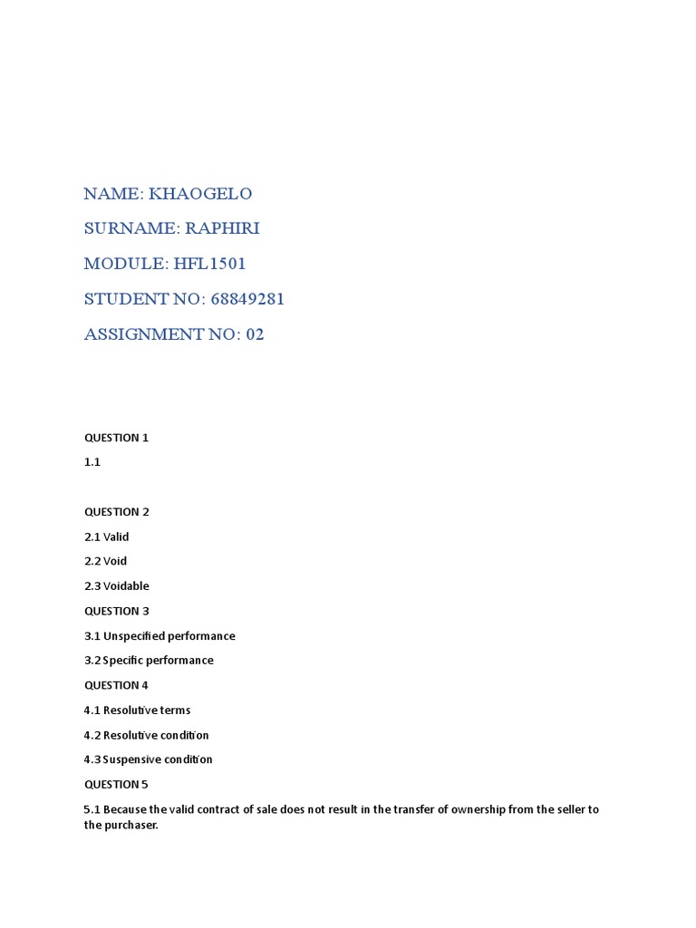 HFL1501 Assignment 02 | PDF HFL1501 Assignment 02 | PDF