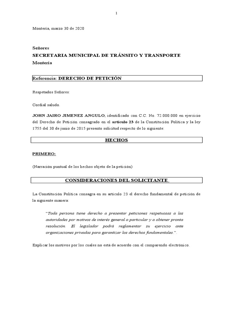 Modelo Revocatoria Fotomulta | PDF