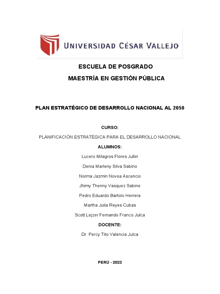 Plan Estrategico Nacional Al 2050 - Comentarios | PDF | Perú | Minería