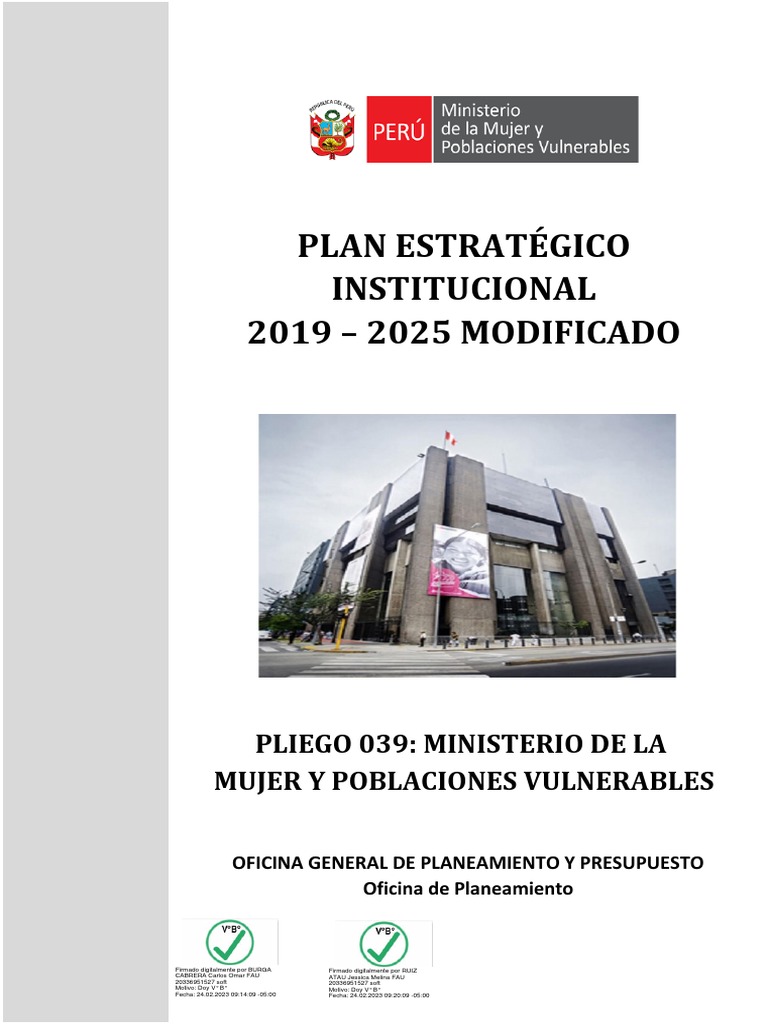 Plan Estratégico Institucional 2019 - 2025 Modificado Del Pliego 039 ...