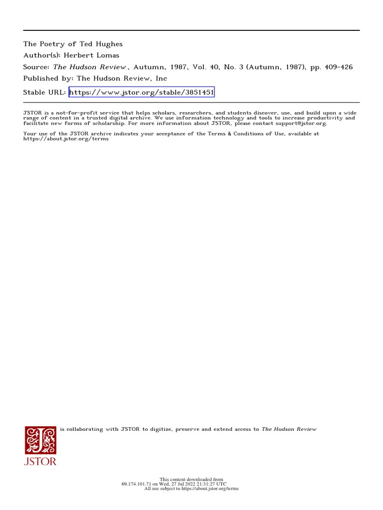 Analyzing Ted Hughes' Poetry | PDF | Psychoanalysis | Shadow (Psychology)