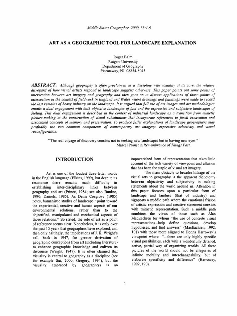 Art As Geographic Tool For Landscape Explanation Article | PDF ...