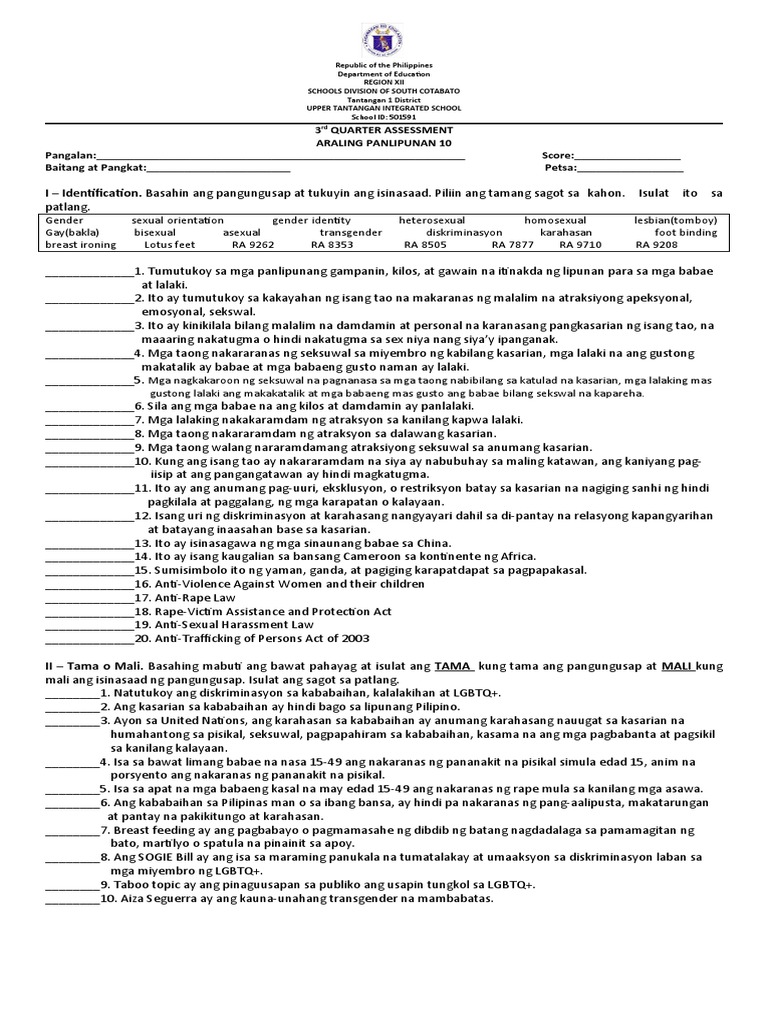 AP10 - 3rd QUARTER ASSESSMENT Final DONE PRINT | PDF