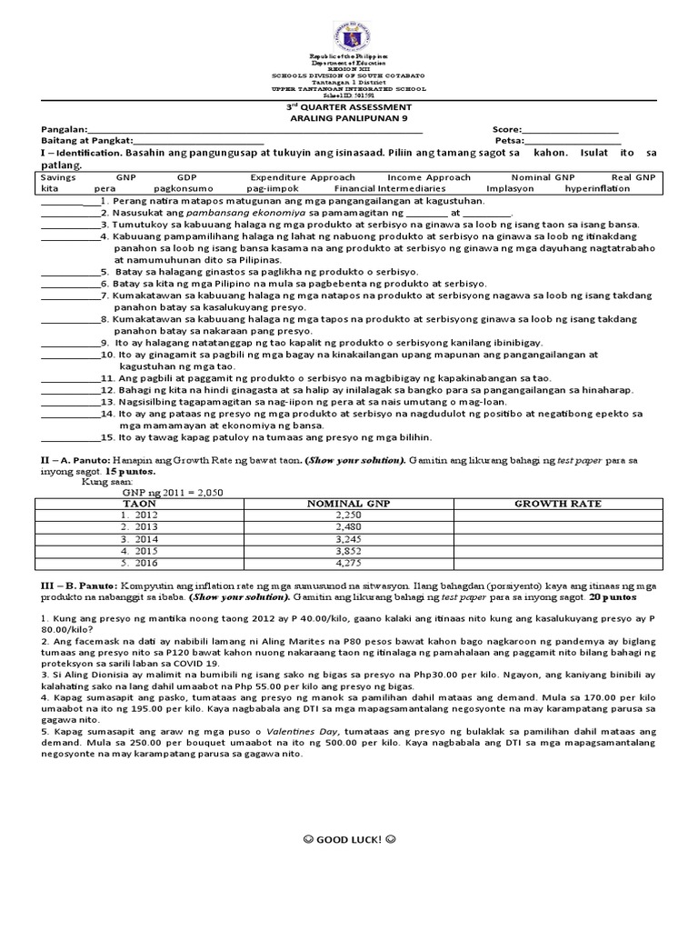 AP9 - 3rd QUARTER ASSESSMENT Final | PDF