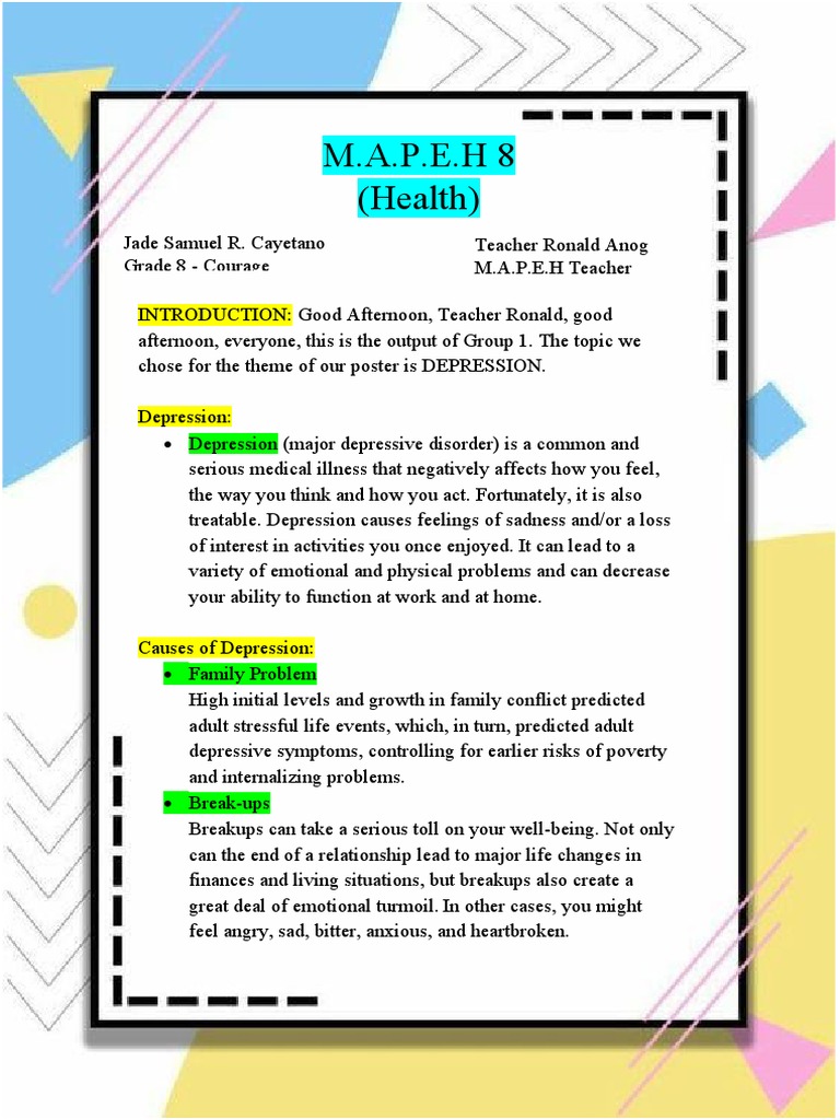 MAPEH Project (Depression) | PDF