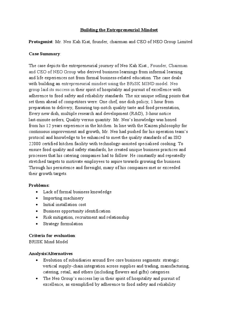 Founder, Chairman and Ceo of Neo Group Entrepreneurial Mindset Using ...