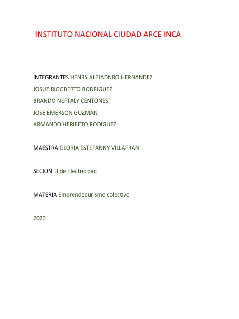 Instituto Nacional Ciudad Arce Inca | PDF | Economias | Business