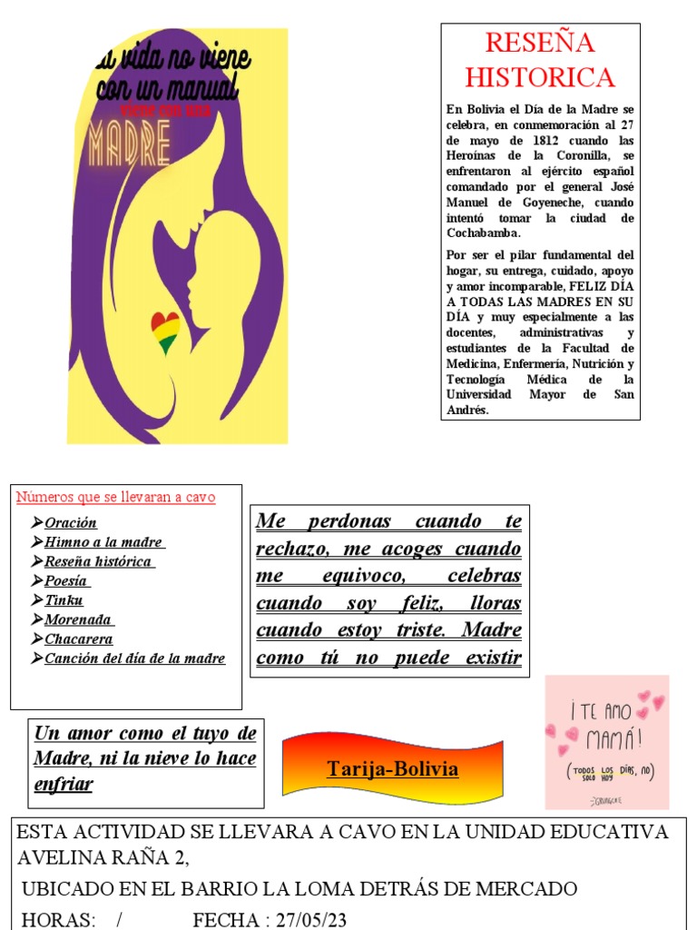 Día de la Madre en Bolivia: Historia y Celebración | PDF | Ciencias ...