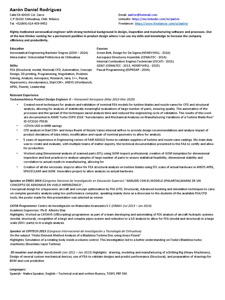 Aarón Rodríguez CV | Download Free PDF | Finite Element Method ...