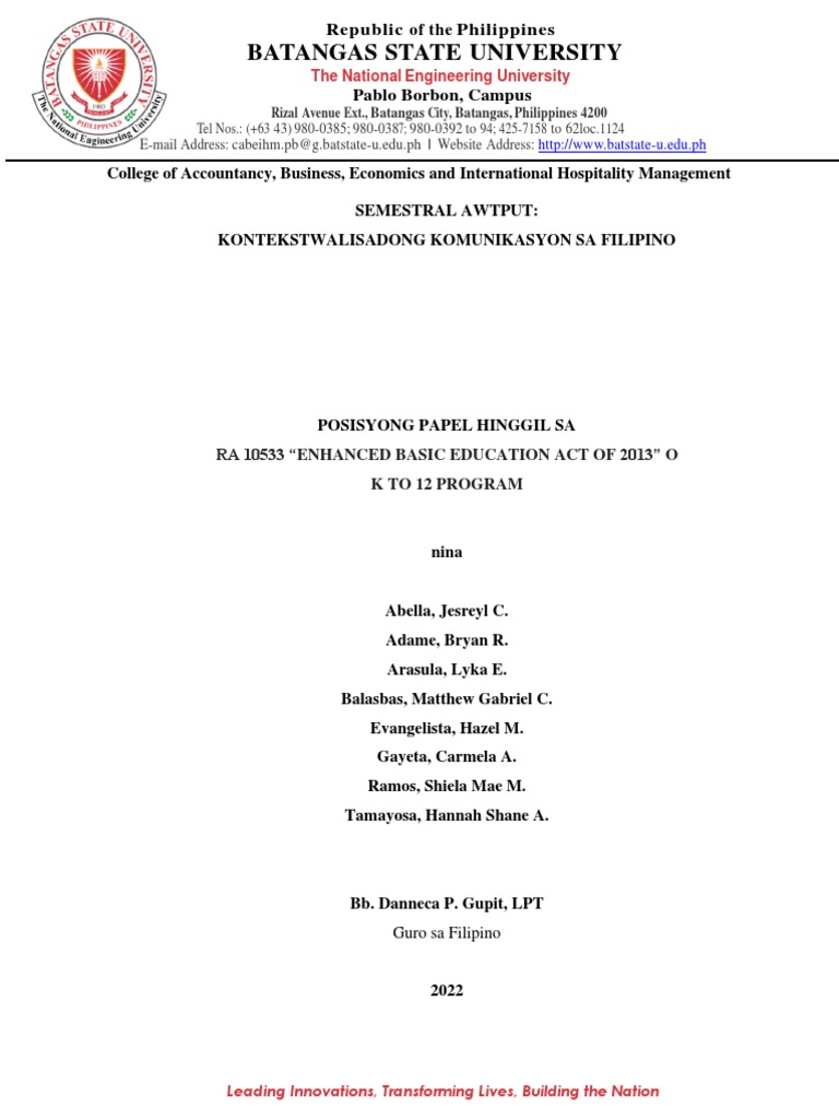 SEMESTRAL-AWTPUT Filipino Final-1 | PDF SEMESTRAL-AWTPUT Filipino Final-1 | PDF