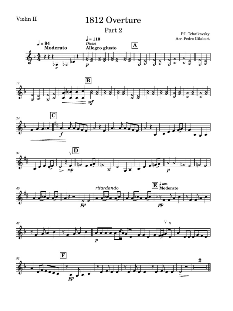 1812 Overture Violin II Sheet Music | PDF