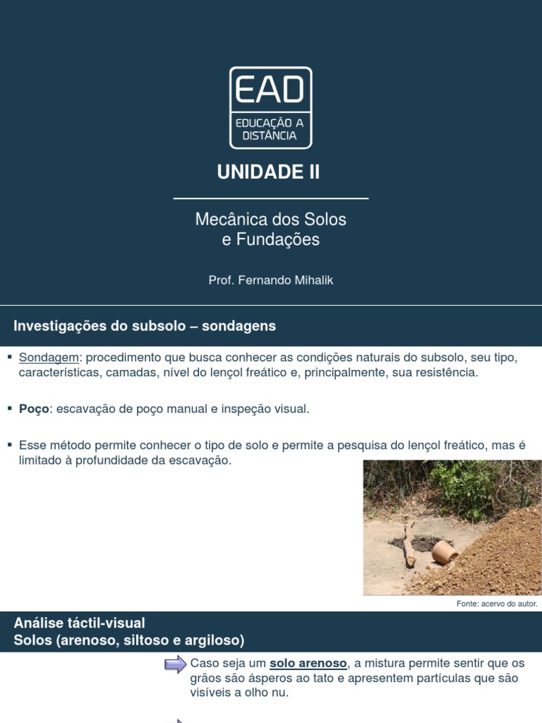 Slides - Unidade II | PDF | Estresse (Mecânica) | Solo