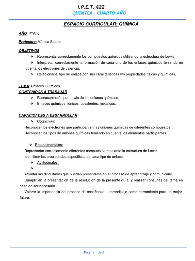 Química 4to Año Pdf Enlace Covalente Enlace Químico