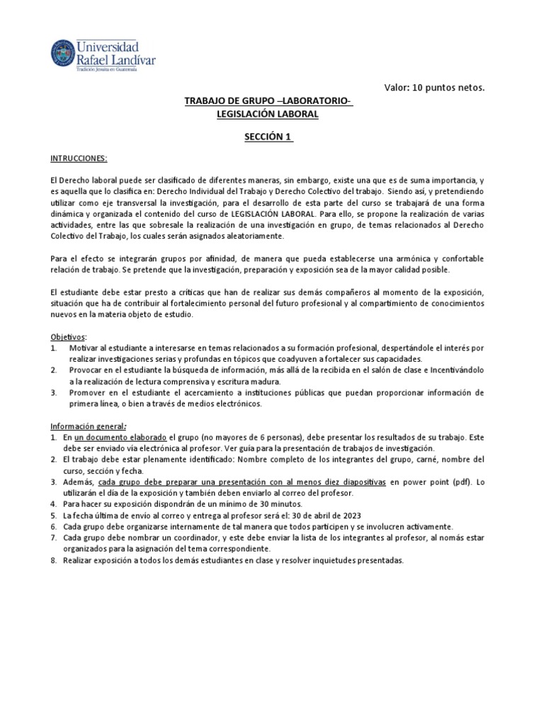 Proyecto Final Del Curso | PDF | Guatemala | Organización Internacional del Trabajo