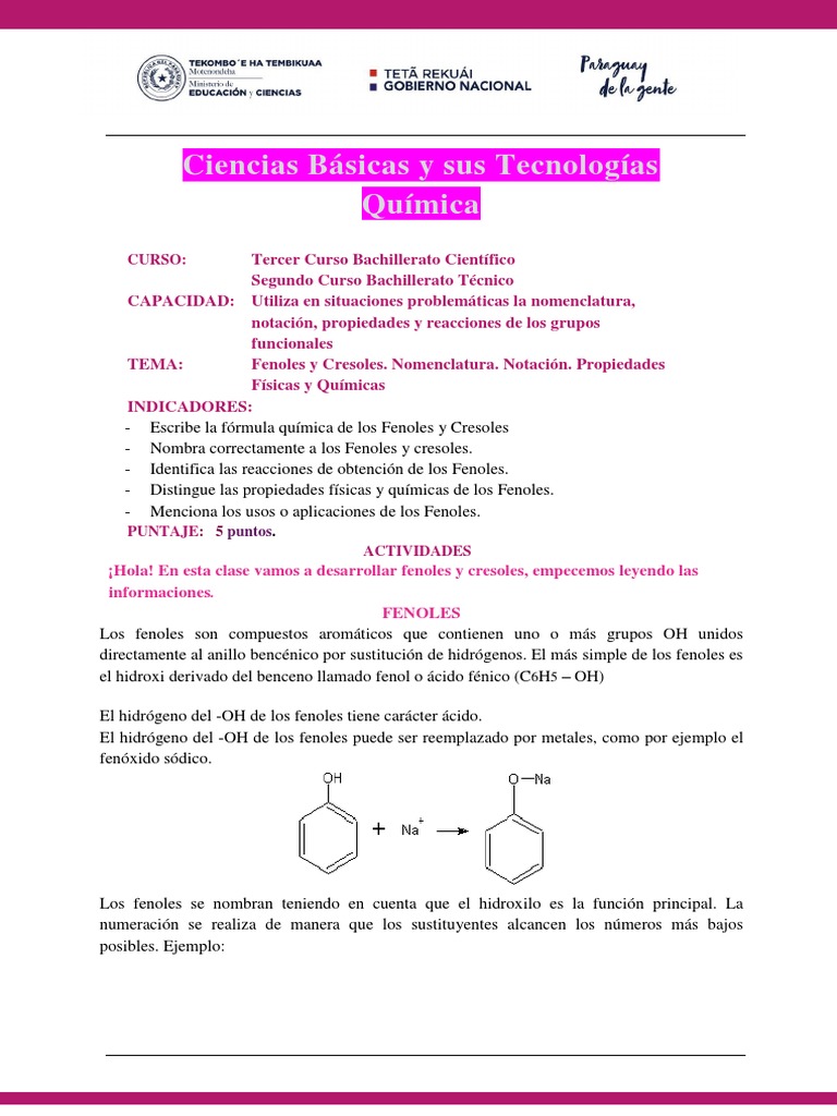 Fenoles y Cresoles: Nomenclatura, Propiedades y Aplicaciones | PDF ...
