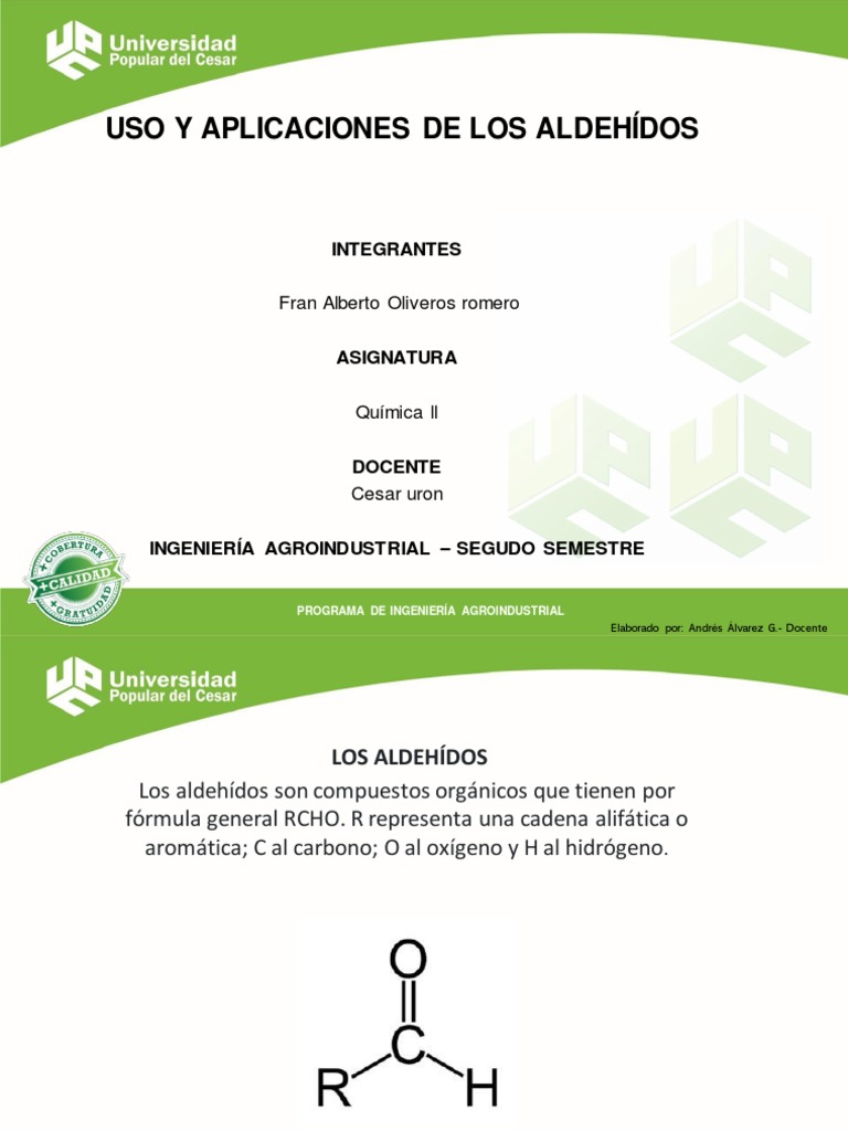 Uso y Aplicaciones de Los Aldehídos | PDF | Aldehído | Formaldehído