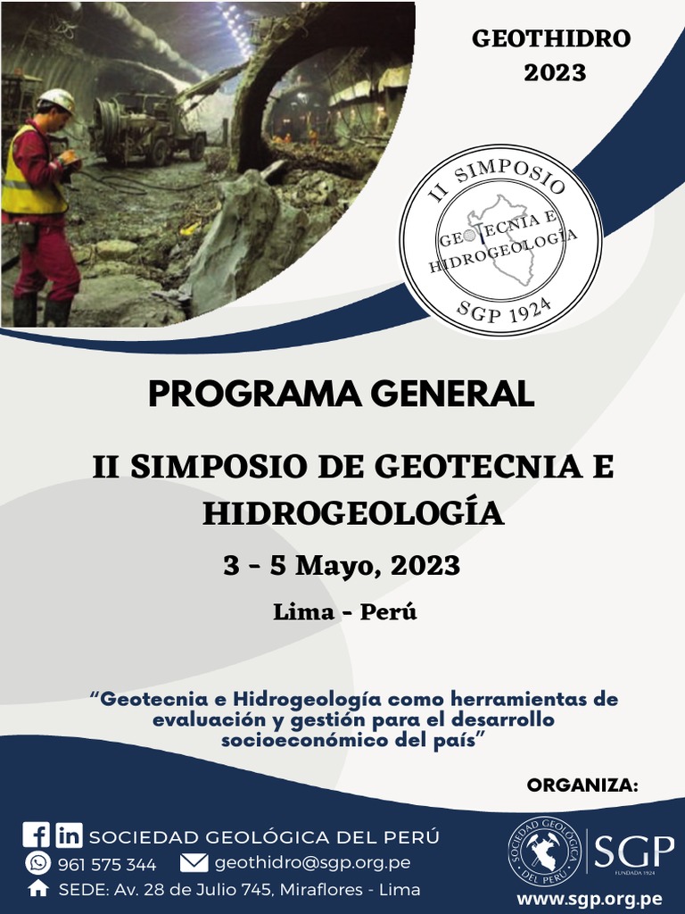 Programa General II Simposio GEOTHIDRO 2023 | PDF | Geología | Ingeniería geotécnica