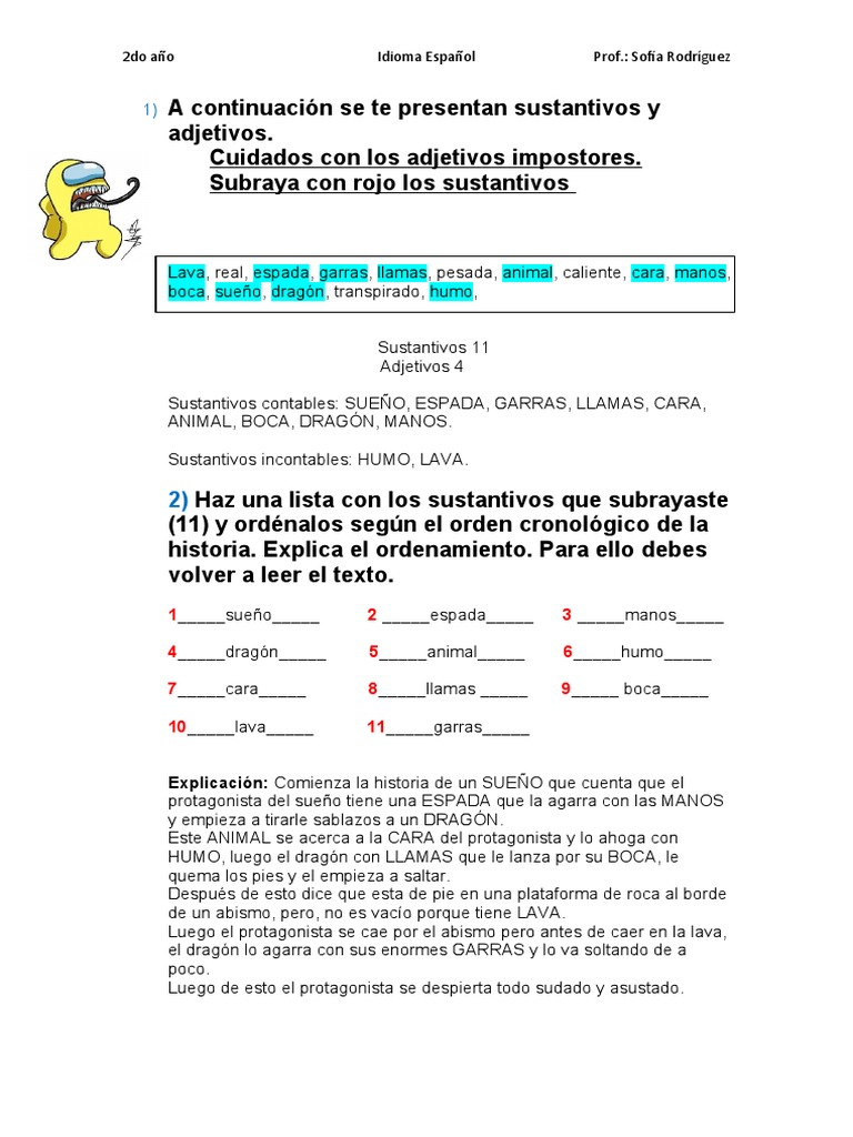 Ejercicio Con Sustantivos | PDF | Sustantivo | Numero Gramatical