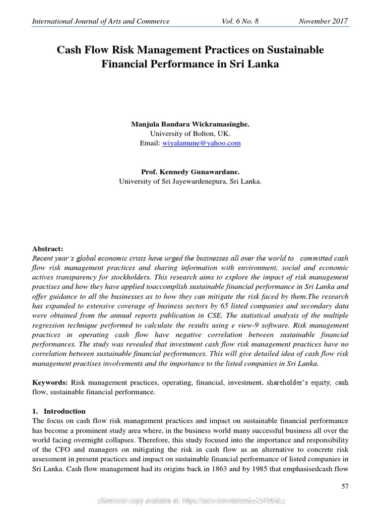 Cash Flow Risk Management Practices On Sustainable Financial ...