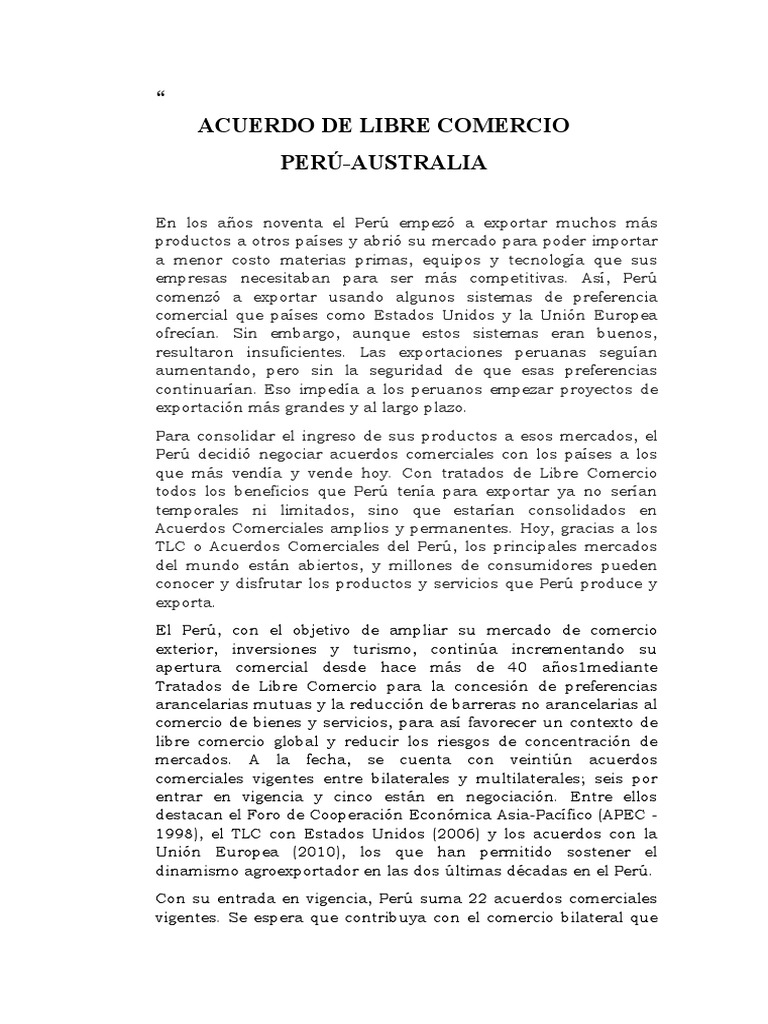 Acuerdo De Libre Comercio Perú Practica 4 Pdf Perú Comercio