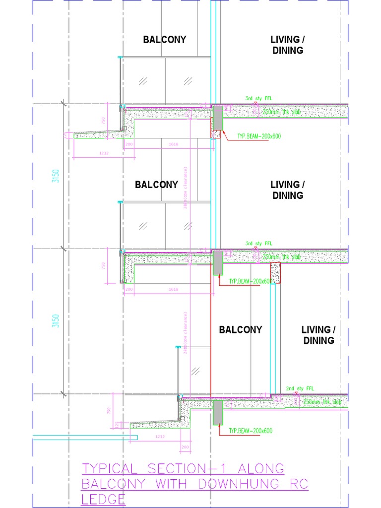 Balcony Dimension and Detail Plan | PDF