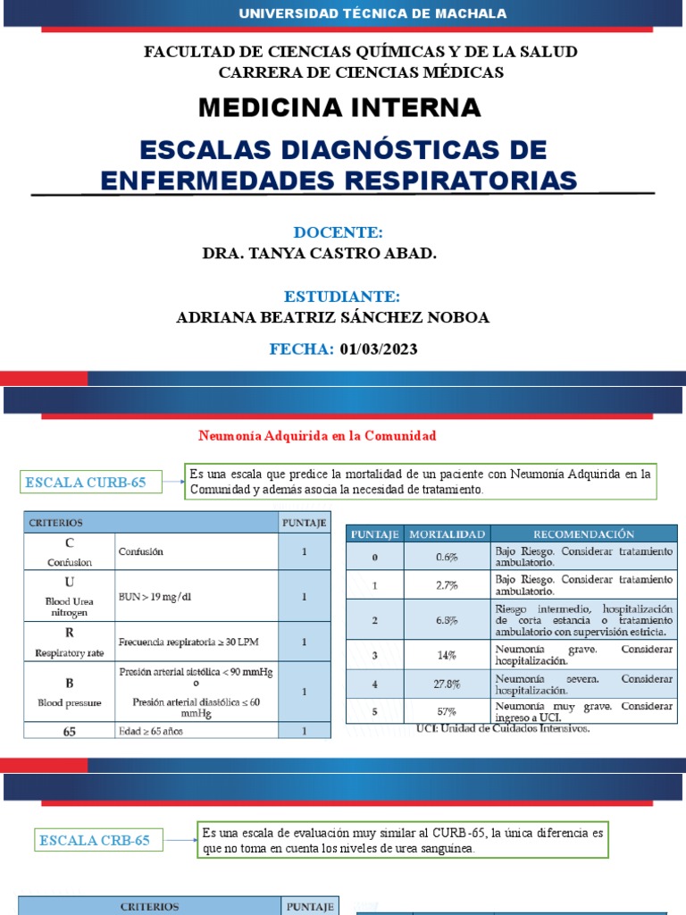 Escalas Diagnosticas de Enf Respiratorias | PDF | Neumonía | Enfermedad ...