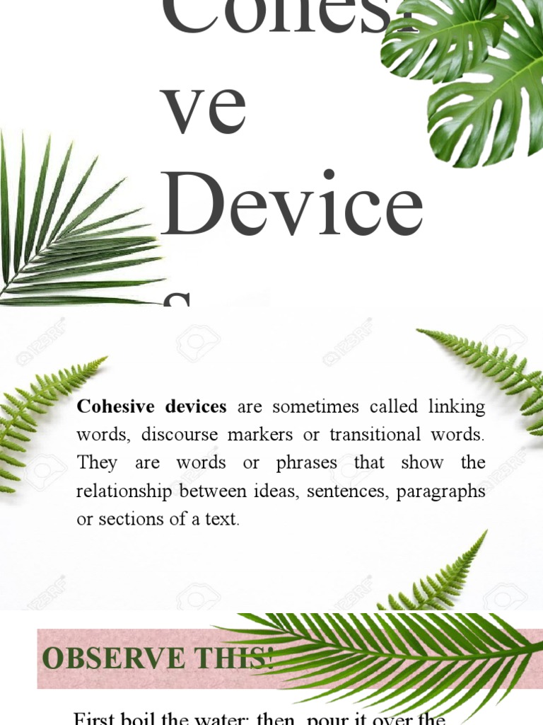 Guide to Using Cohesive Devices | PDF | Language Arts & Discipline ...