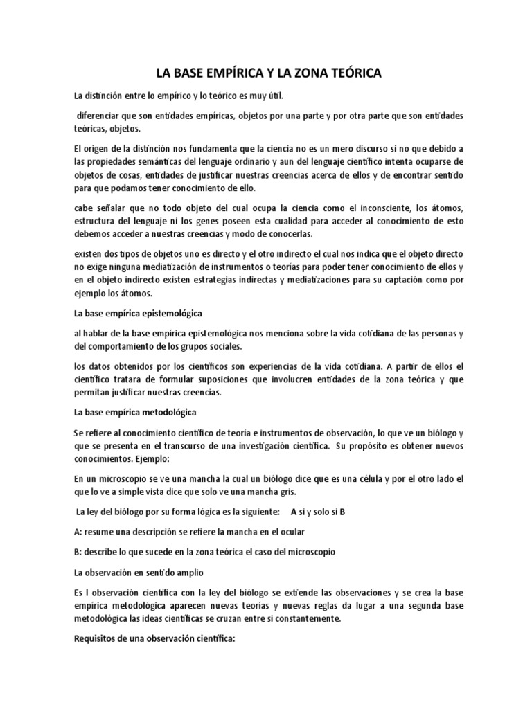 La Base Empírica y La Zona Teórica | PDF | Teoría | Empirismo