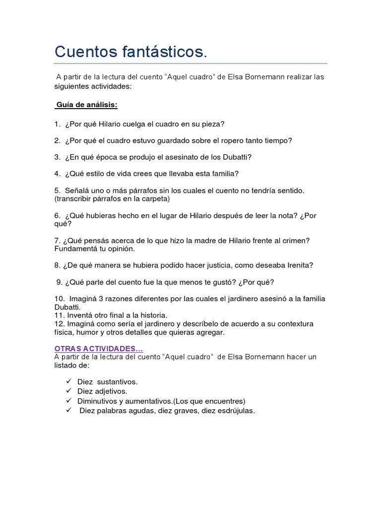 CLASE 3. Cuentos fantásticos. | PDF