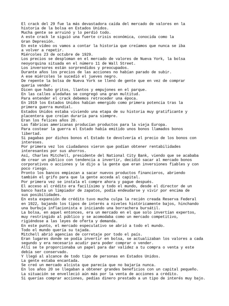 El Crack Del 29 y La Gran Depresión (320 KBPS) .mp3 | PDF | Gran ...