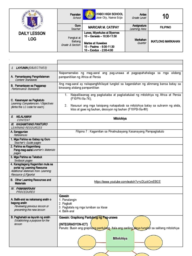 DLL Filipino10 | PDF