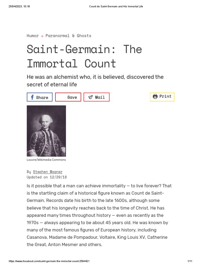 Count de Saint-Germain and His Immortal Life | PDF