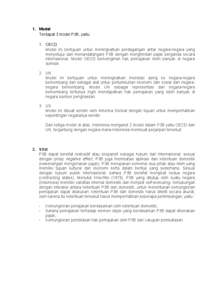 Model dan Tujuan P3B Internasional | PDF