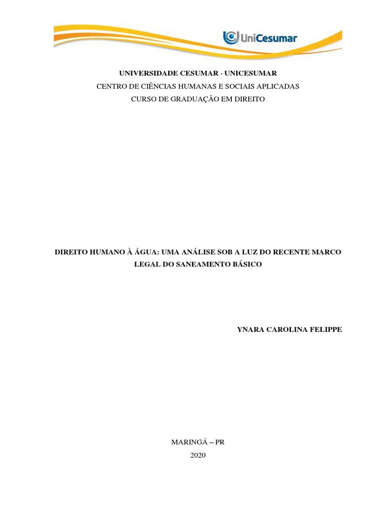 Universidade Cesumar Unicesumar: Centro de Ciências Humanas E Sociais ...