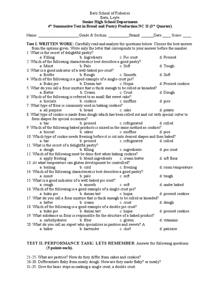 Quarter 3 4th Summative Test BPP | PDF