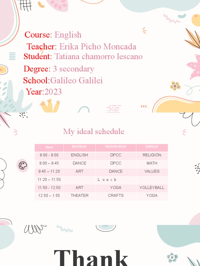 Erika Picho Moncada English: Teacher: Course | PDF | Language Arts ...