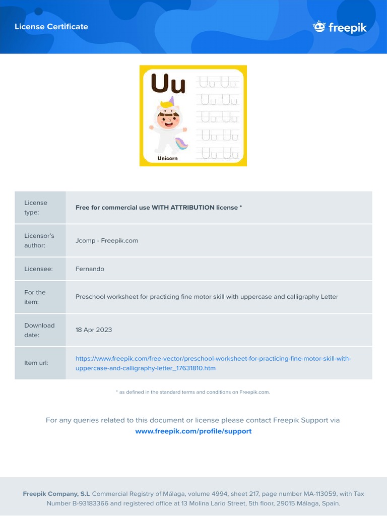 License Certificate: Free For Commercial Use WITH ATTRIBUTION License ...