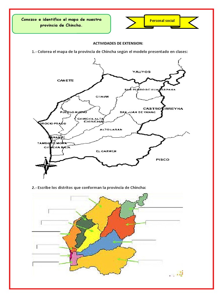 1.-Colorea El Mapa de La Provincia de Chincha Según El Modelo ...