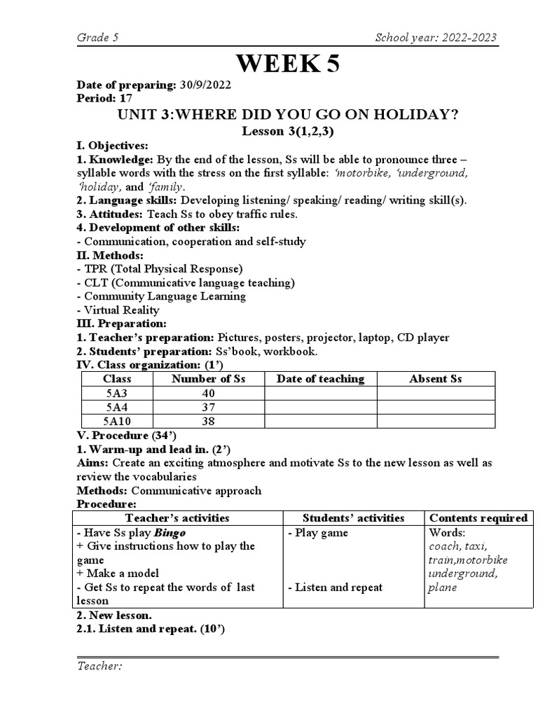 Week 5 - GR5 | PDF | Language Education | Teachers