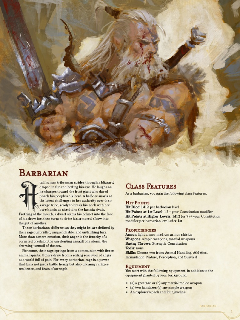 Unleashing the Fury: A Comprehensive Overview of the Barbarian Class in ...