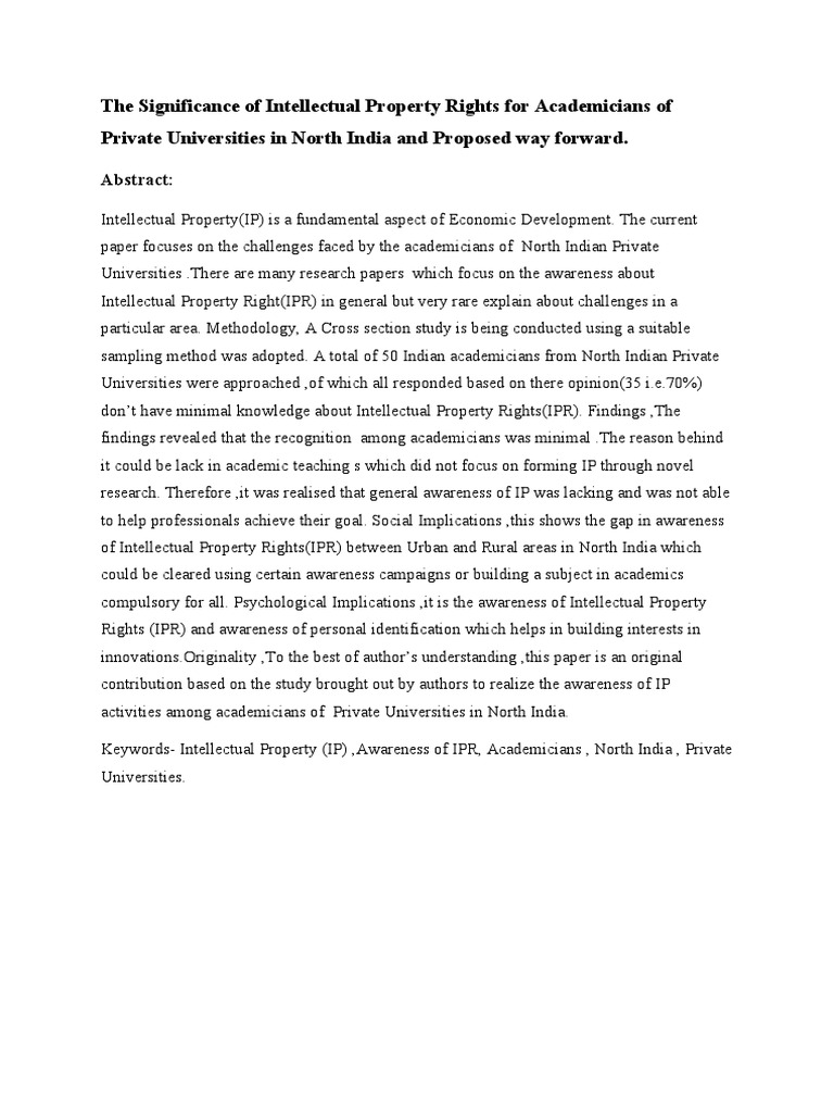 The Significance of Intellectual Property Rights For Universities in ...
