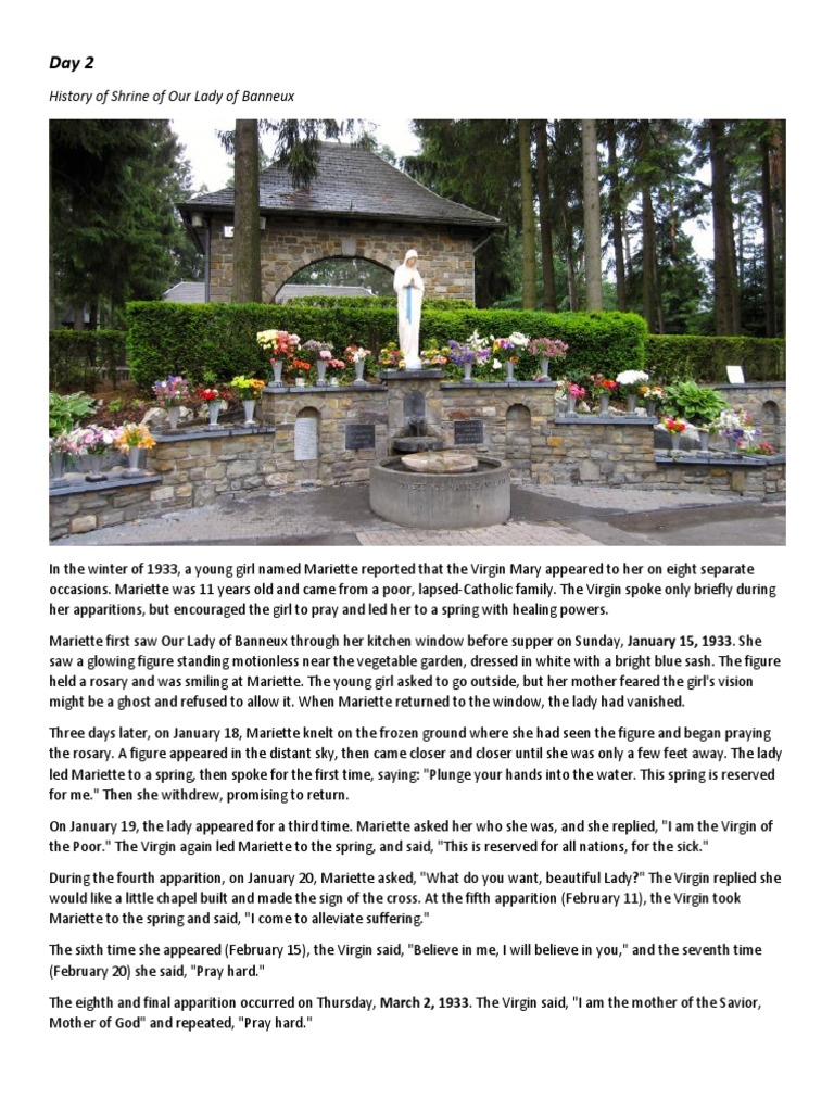 History of Shrine of Our Lady of Banneux | PDF | Mary, Mother Of Jesus