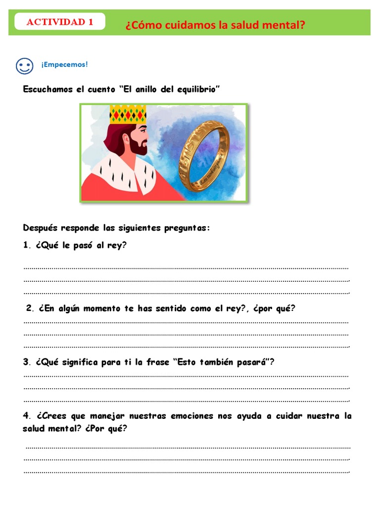 D1 A2 FICHA PS. ¿Cómo Cuidamos La Salud Mental | PDF