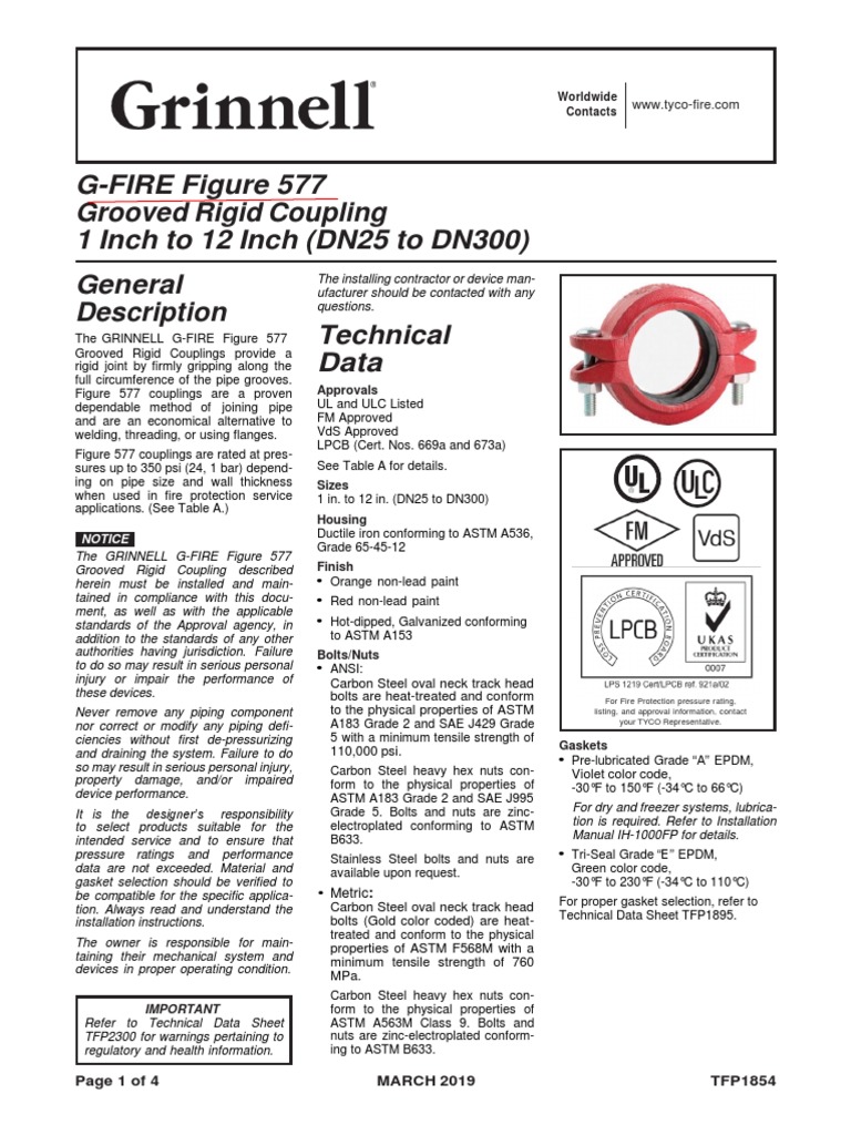 GRINNEL Fig 577 | Download Free PDF | Pipe (Fluid Conveyance) | Screw