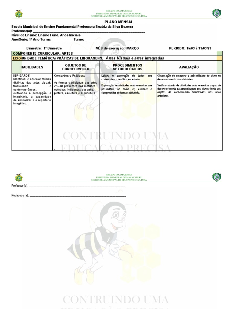 Modelo Plano de Aula Mensal 2023 | PDF | Pedagogia | Modificação ...