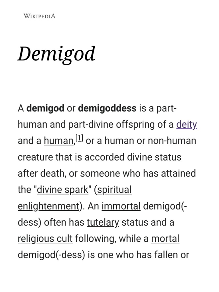 Demigod - Wikipedia | PDF | Deities | Mythology