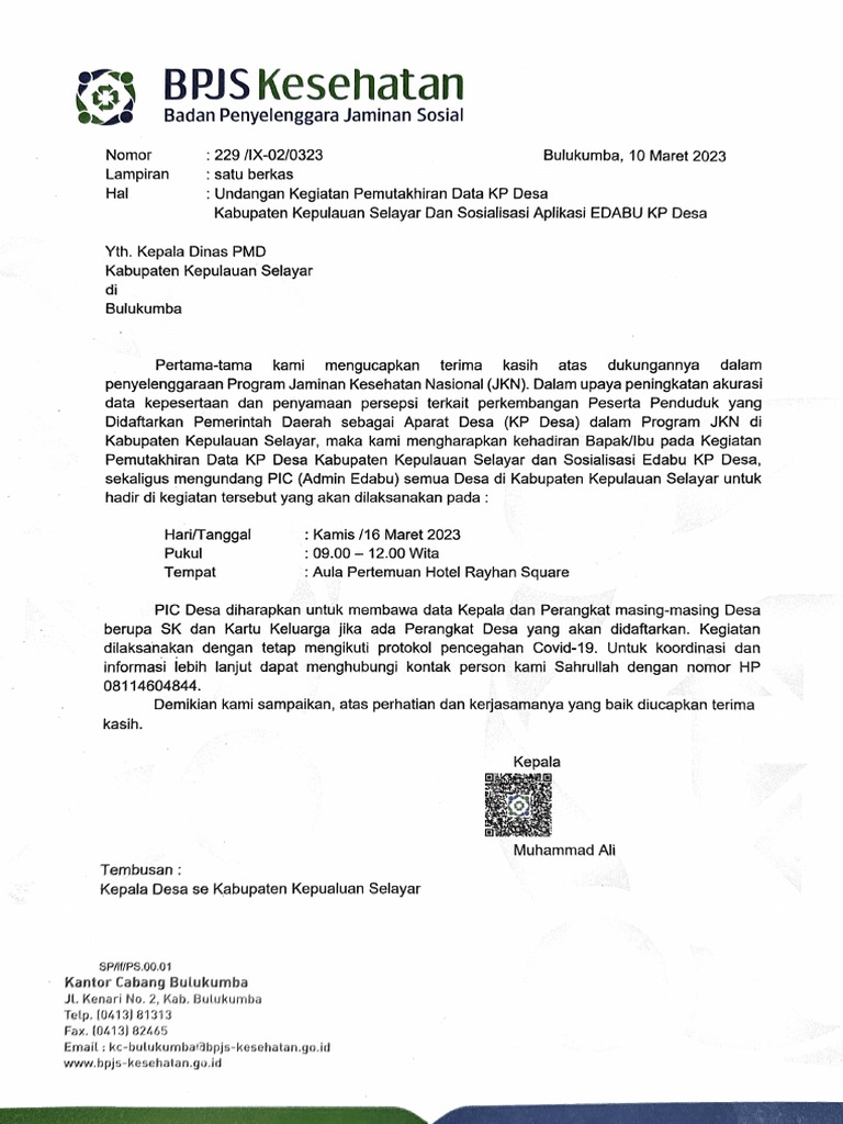 Undangan Pemutakhiran Data KP Desa Selayar | PDF