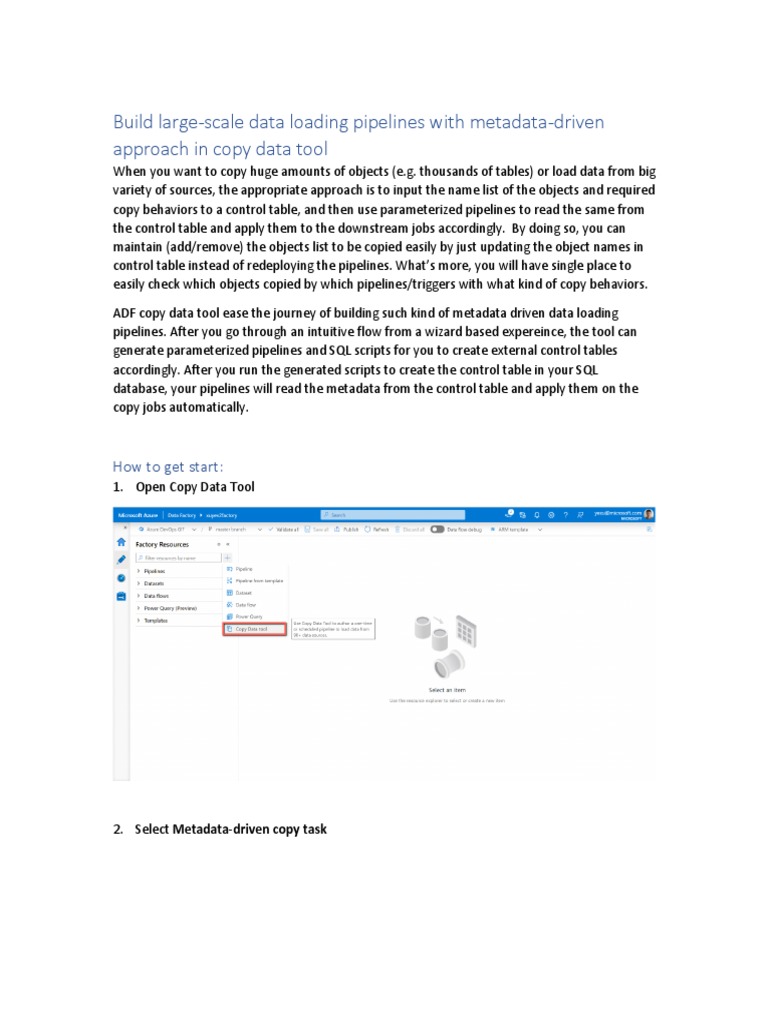 Large-Scale Data Loading Pipelines With Metadata-Driven Approach in Copy Data Tool | PDF
