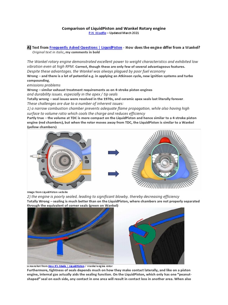 LiquidPiston vs. Wankel Engine Comparison | PDF | Internal Combustion ...