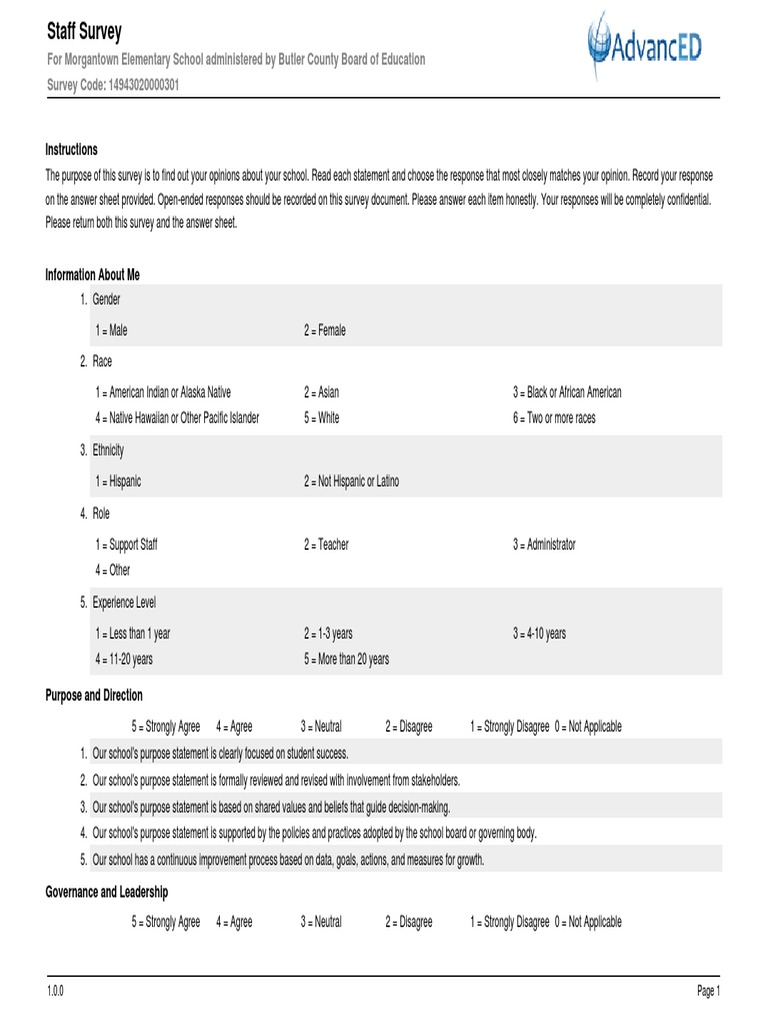 Elementary School Staff Survey 2 | PDF | Teachers | Educational Assessment